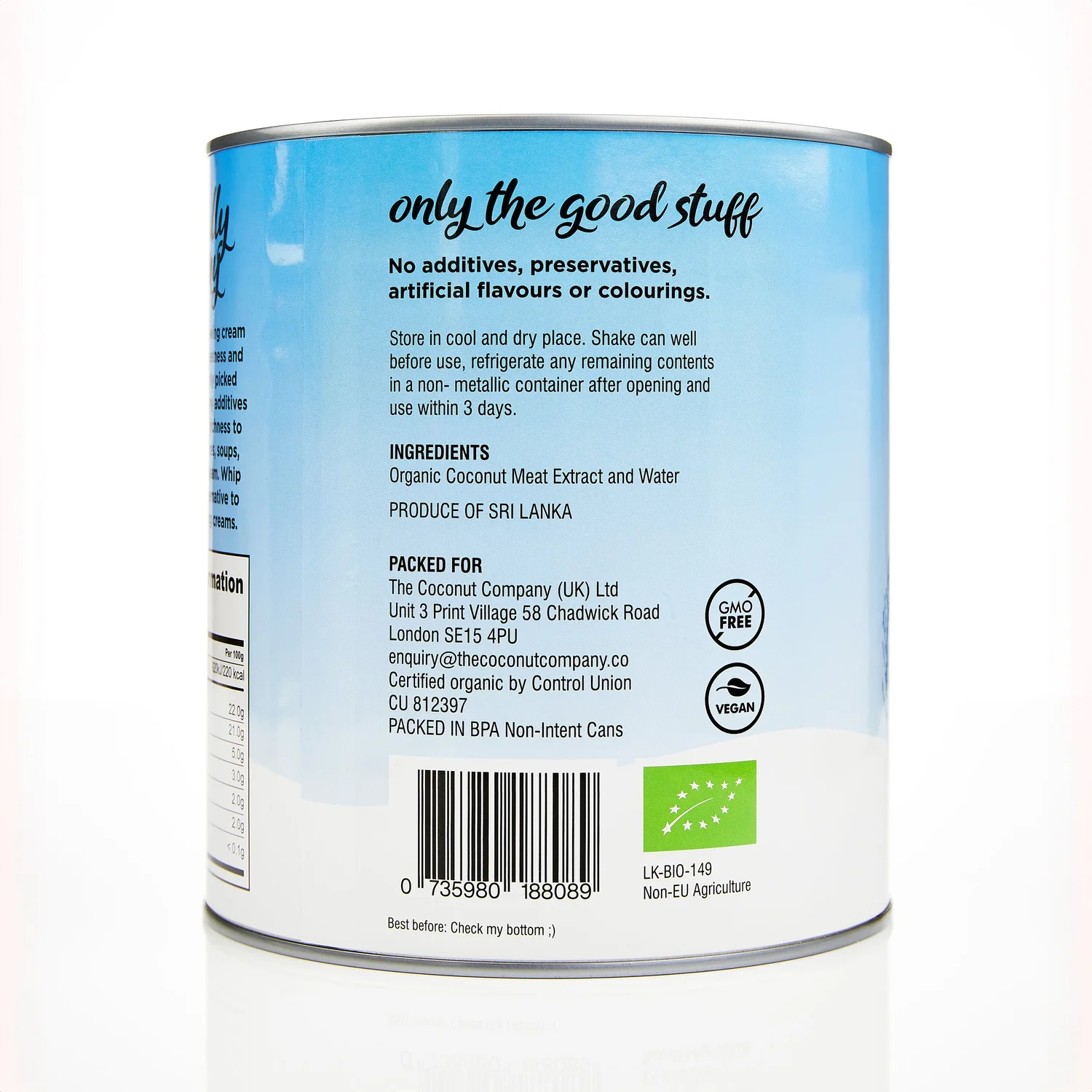 Organic Coconut Milk 18% Fat - Pure without Additives - 20kg Carton ...
