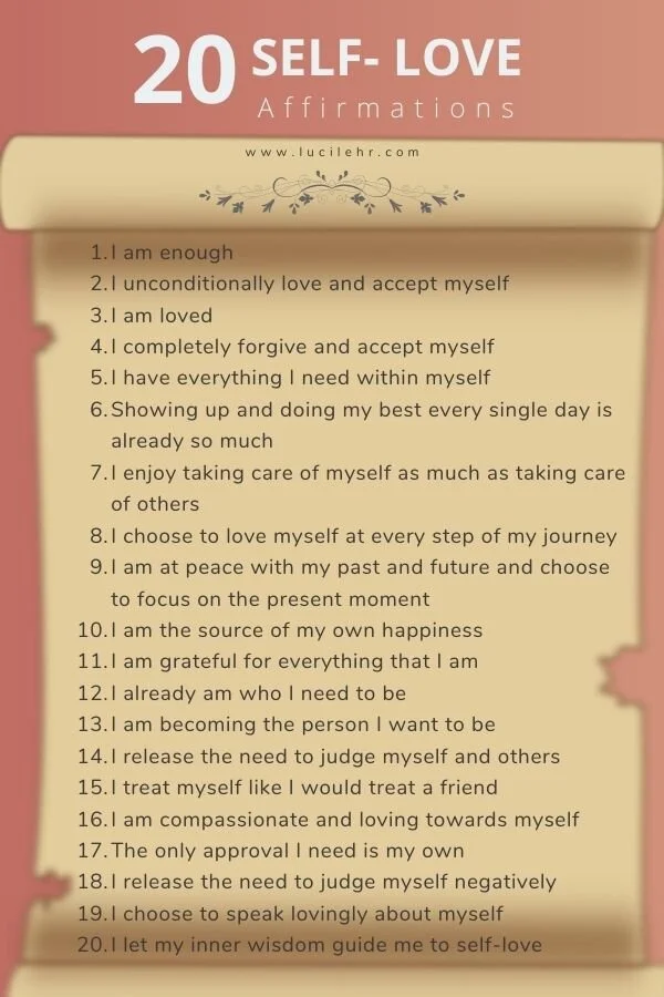 20 Positive Self Love Affirmations You'll Want to Do Daily | Lucilehr.com