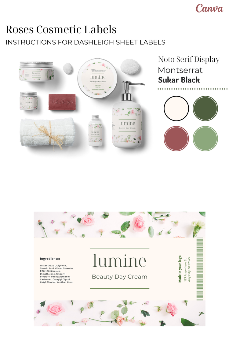 Rose Floral Cosmetic Labels - Free Canva Templates and Designs ...