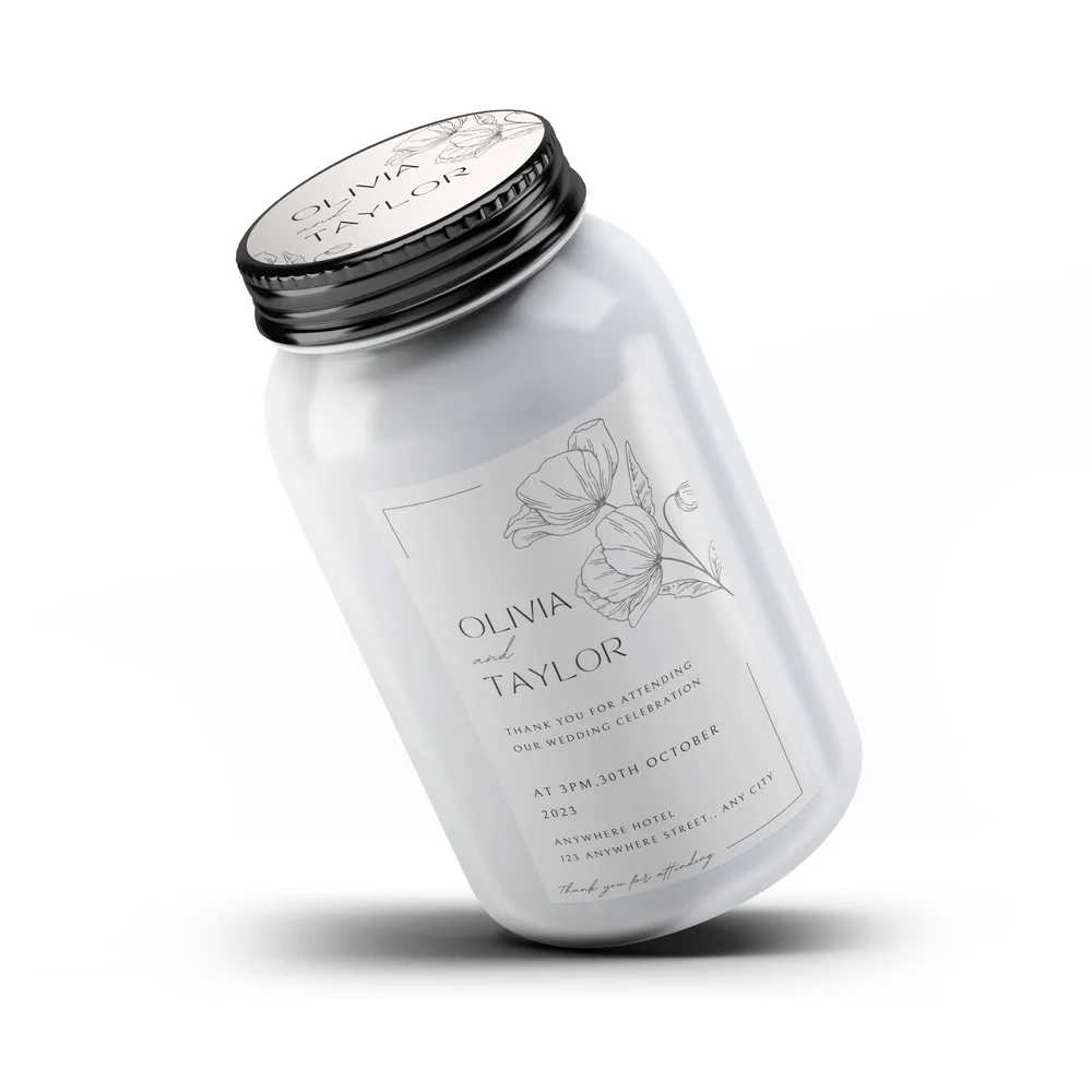 Free Simple Elegant Floral Wedding Favor Mason Jar Labels - Customize ...