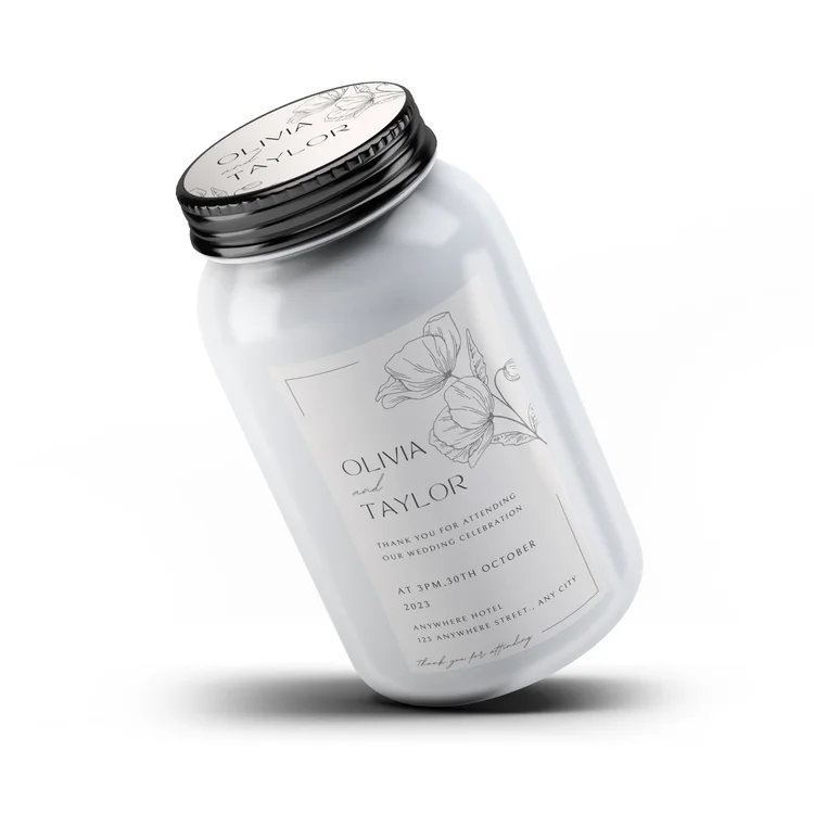 Free Simple Elegant Floral Wedding Favor Mason Jar Labels - Customize ...