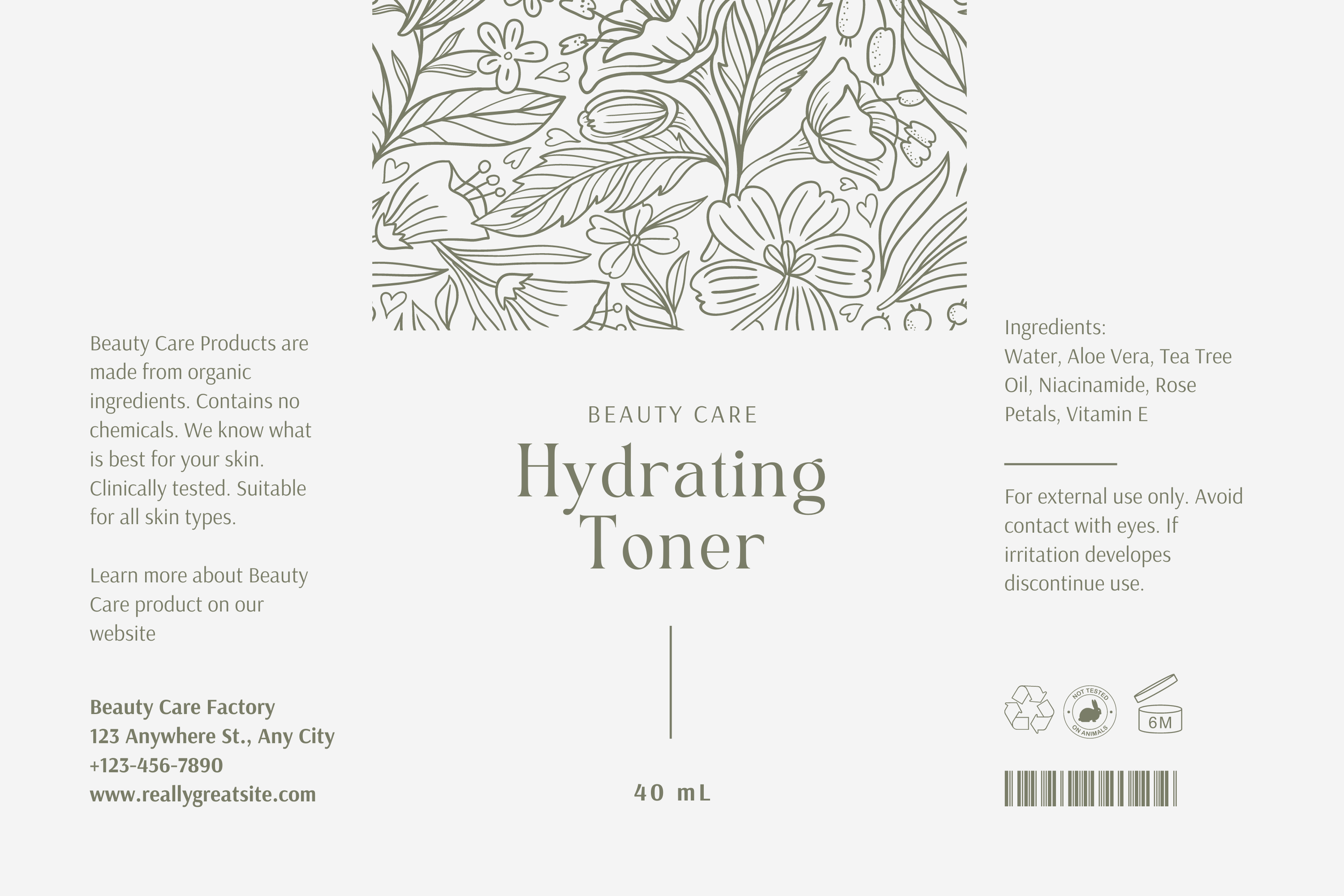 Beige Neutral Floral Cosmetic Labels Cosmetic Labels Free Canva ...