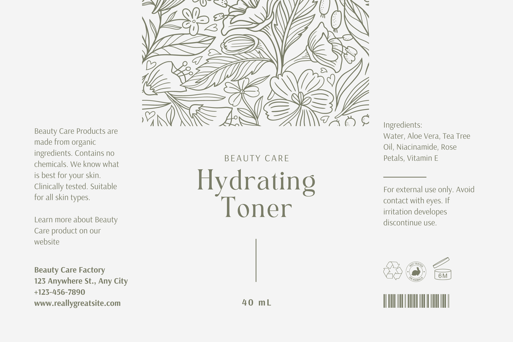 Beige Neutral Floral Cosmetic Labels Cosmetic Labels Free Canva ...