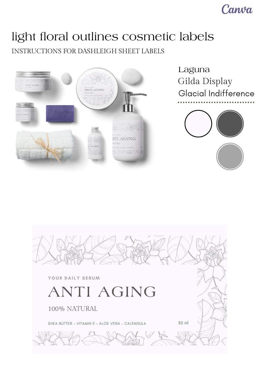 Light Floral Outlines Cosmetic Labes - Free Canva Templates and Designs ...