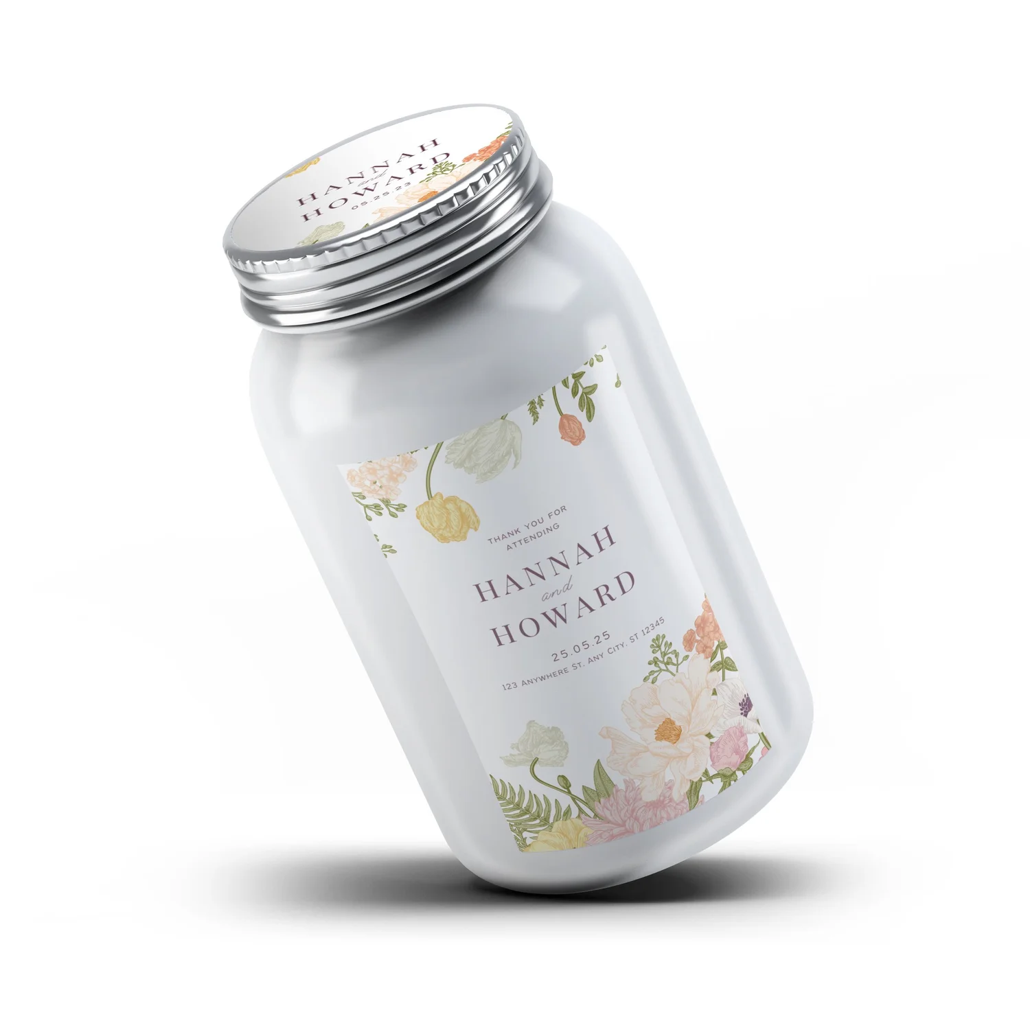 Free Bright Floral Bouquet Wedding Mason Jar Labels - Download ...