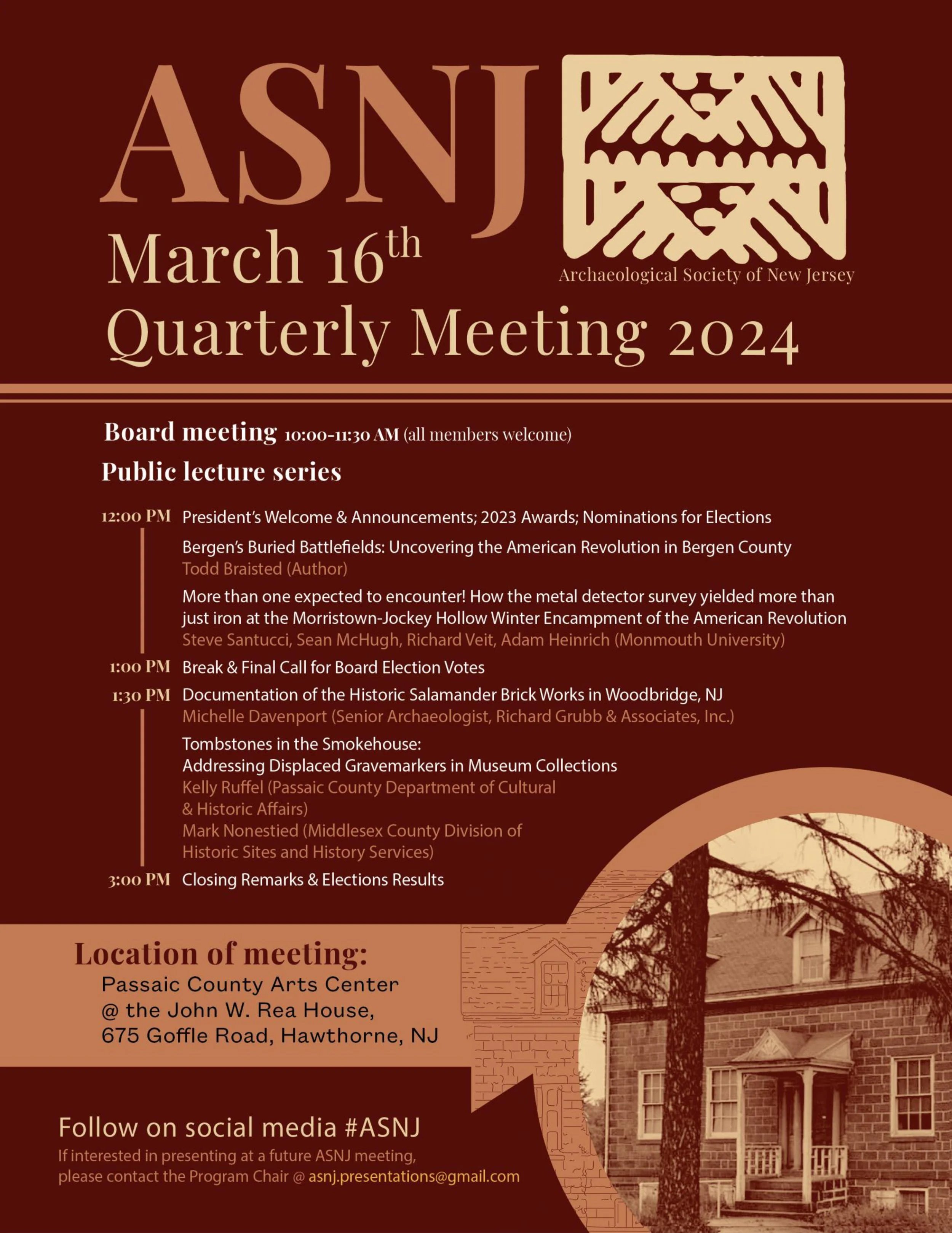March 2024 Quarterly Meeting Agenda — Archaeological Society of New Jersey