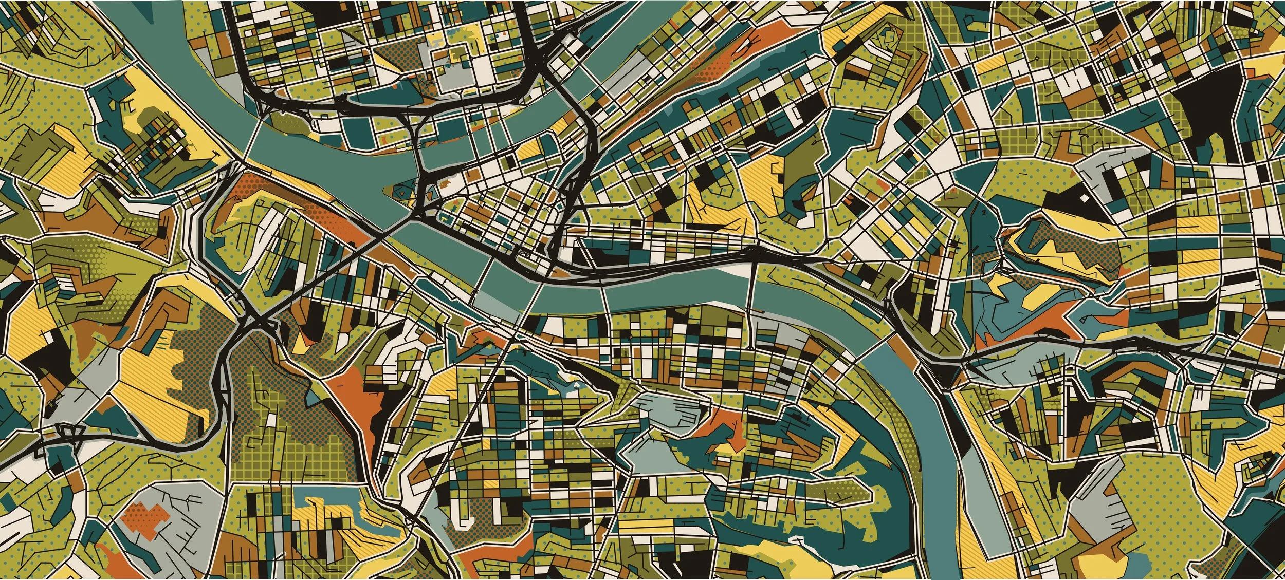 Pop Art Map • Moss — Gravity Digital Walls