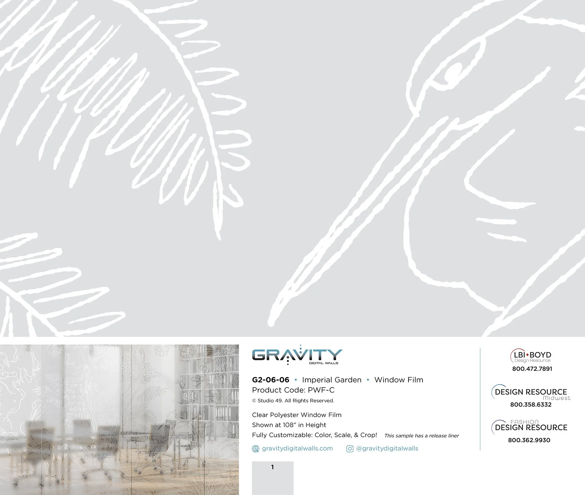 Imperial Garden • Window Film — Gravity Digital Walls