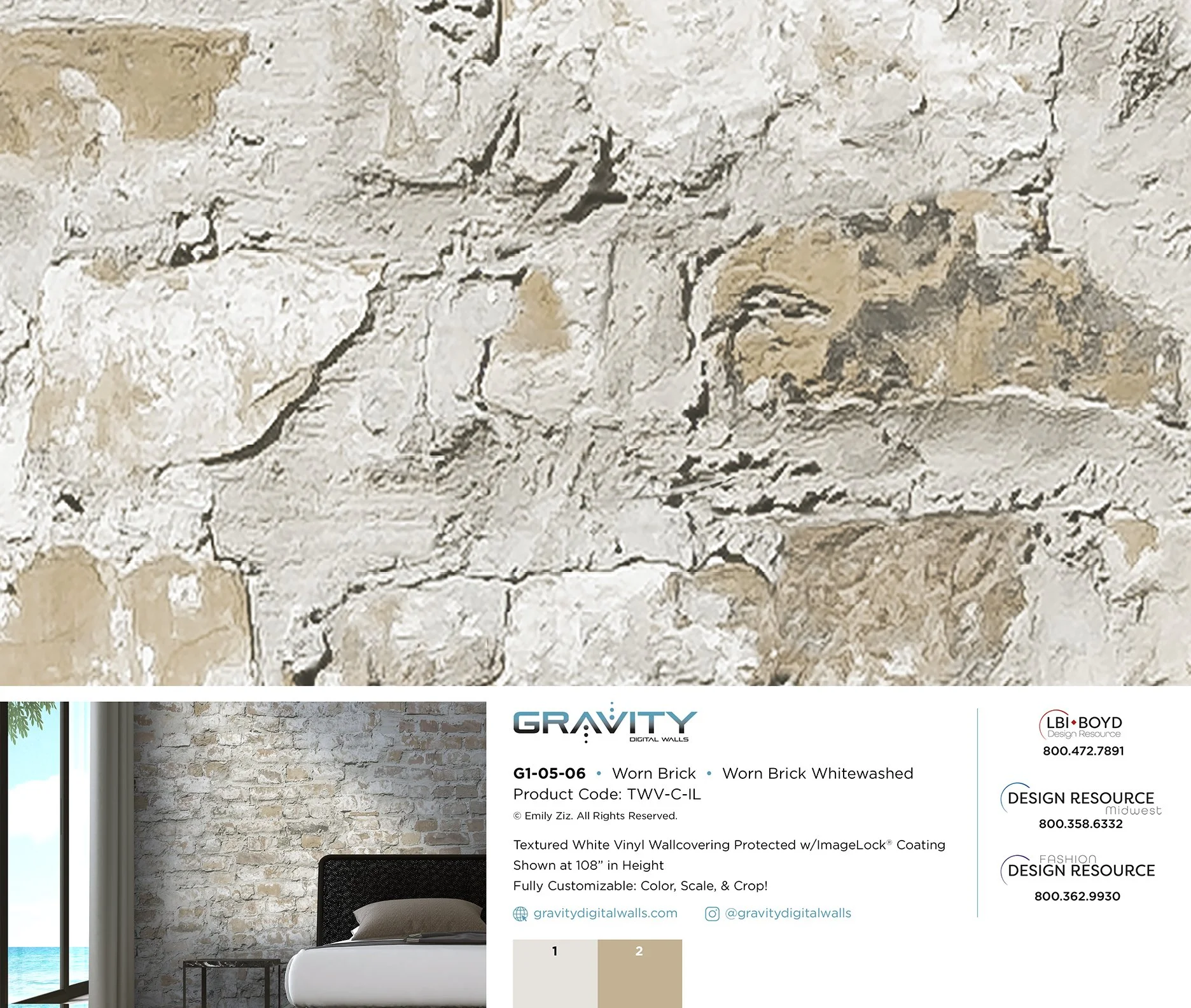 Worn Brick • Worn Brick Whitewashed — Gravity Digital Walls