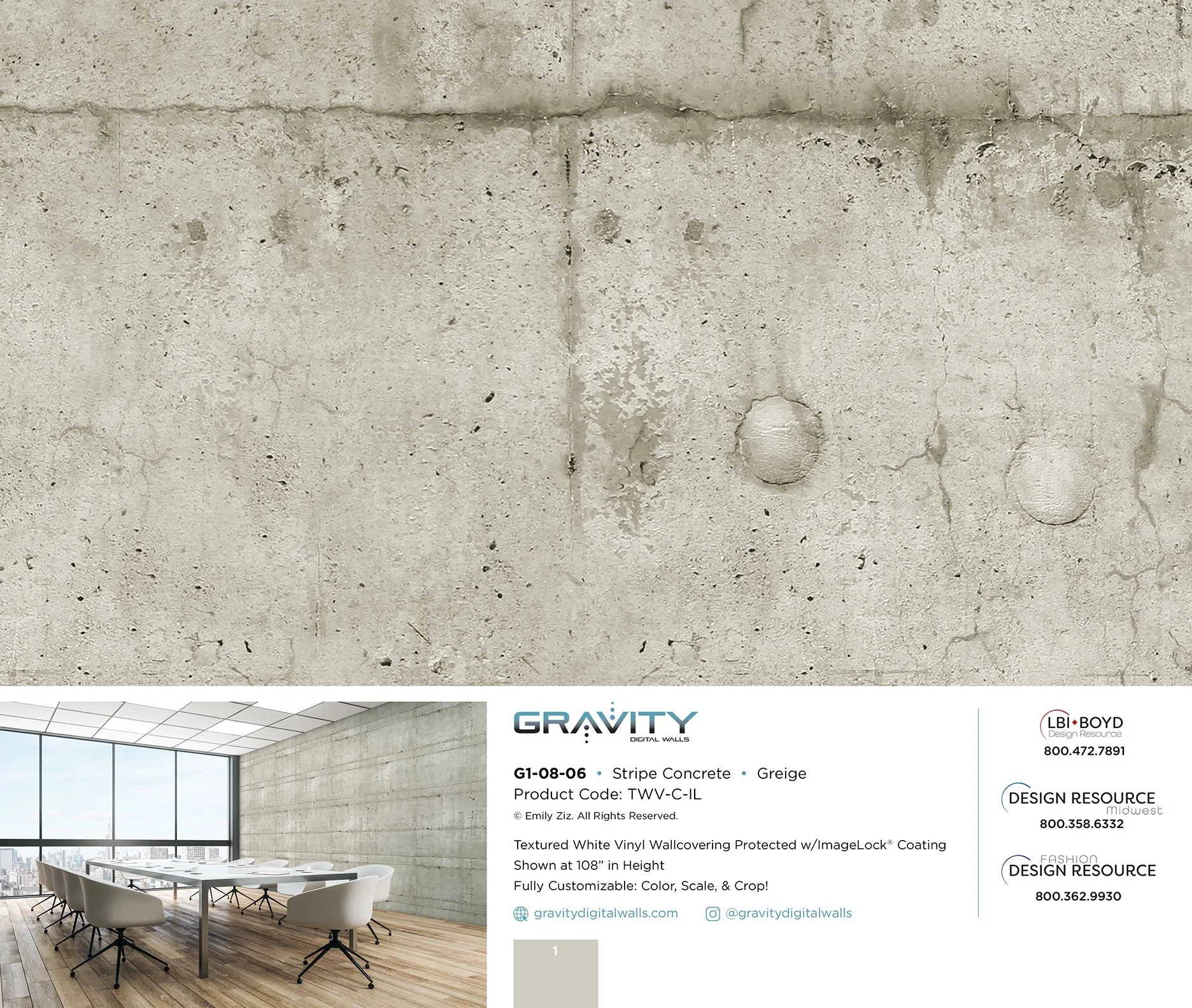 Stripe Concrete • Greige — Gravity Digital Walls