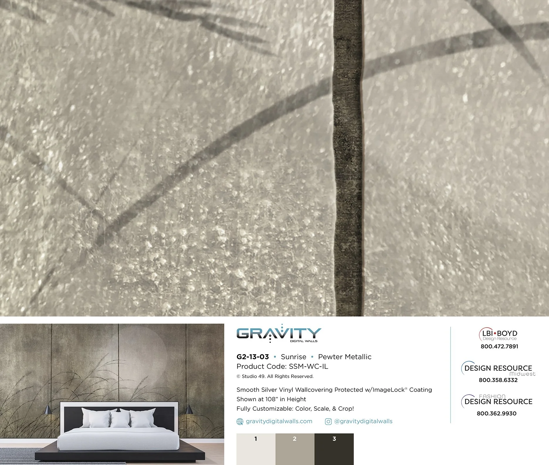 Sunrise • Pewter Metallic — Gravity Digital Walls