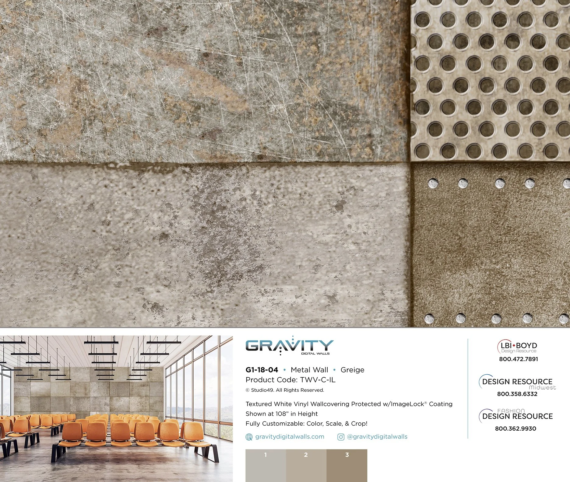 Metal Wall • Greige — Gravity Digital Walls