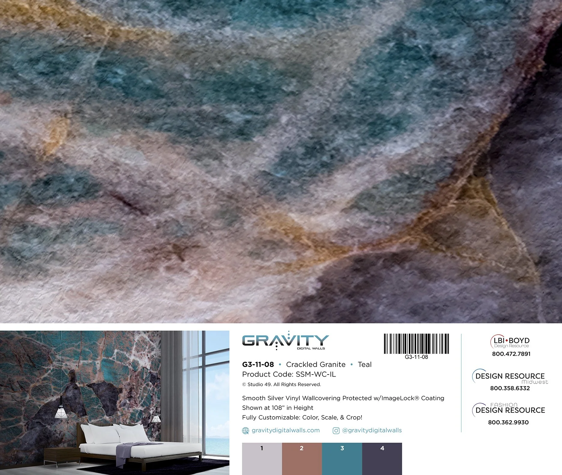 Crackled Granite • Teal — Gravity Digital Walls