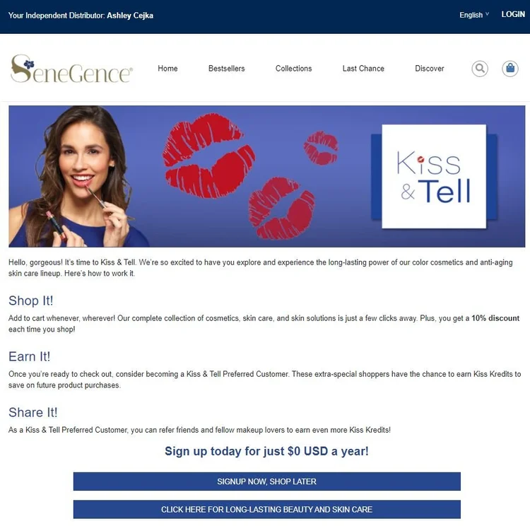 Kiss and Tell Preferred Customer Program with SeneGence | Ashley Cejka