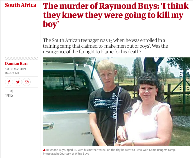 "This is the story of Raymond Buys, whose murder still haunts me ...