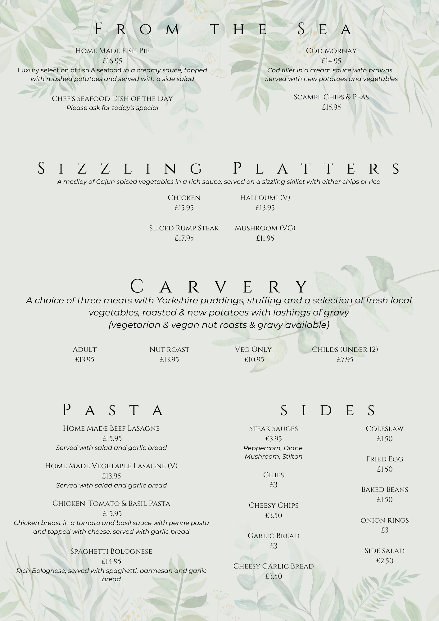 Shire Inn Menus — The Shire Inn