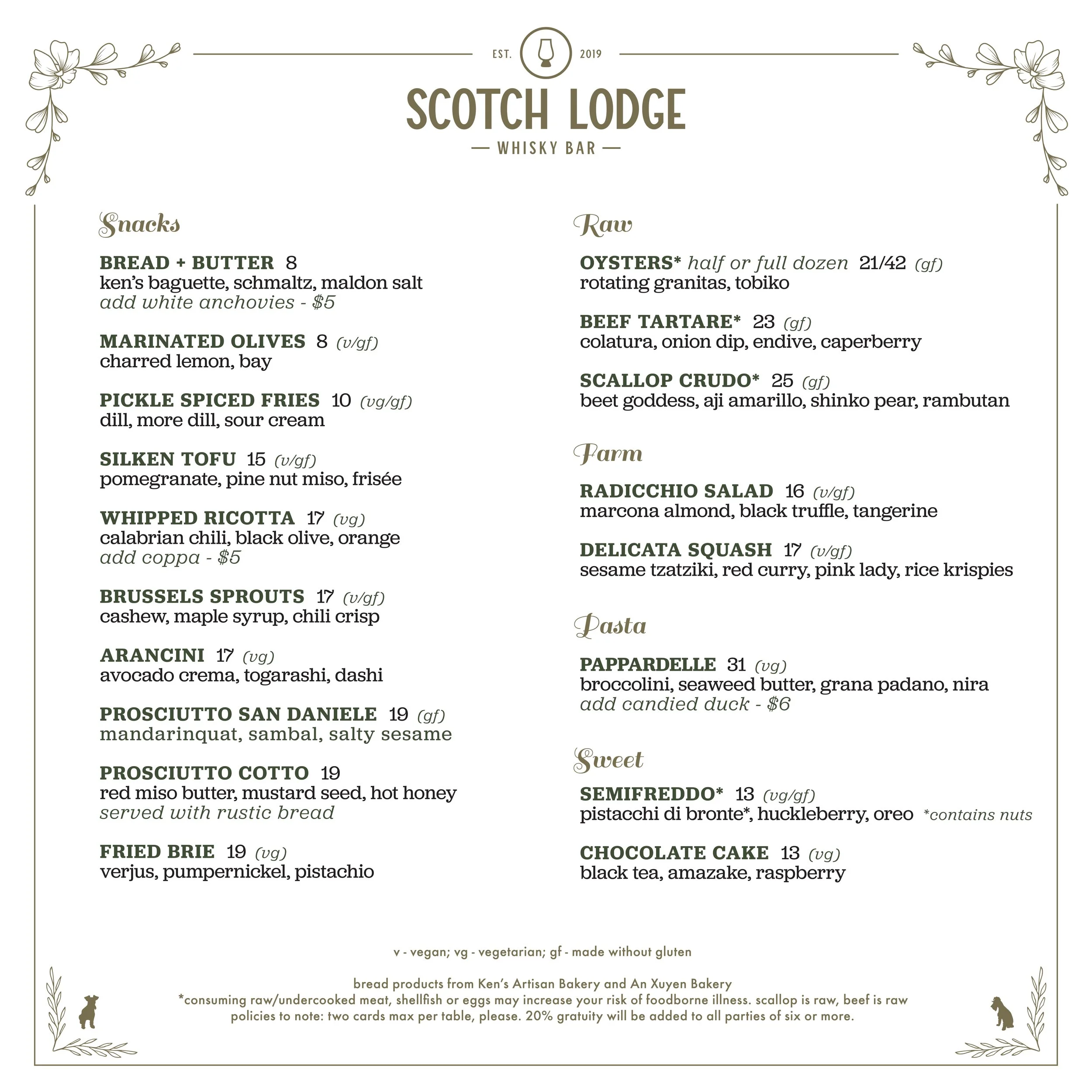 Menus — Scotch Lodge - Whisky Bar Portland