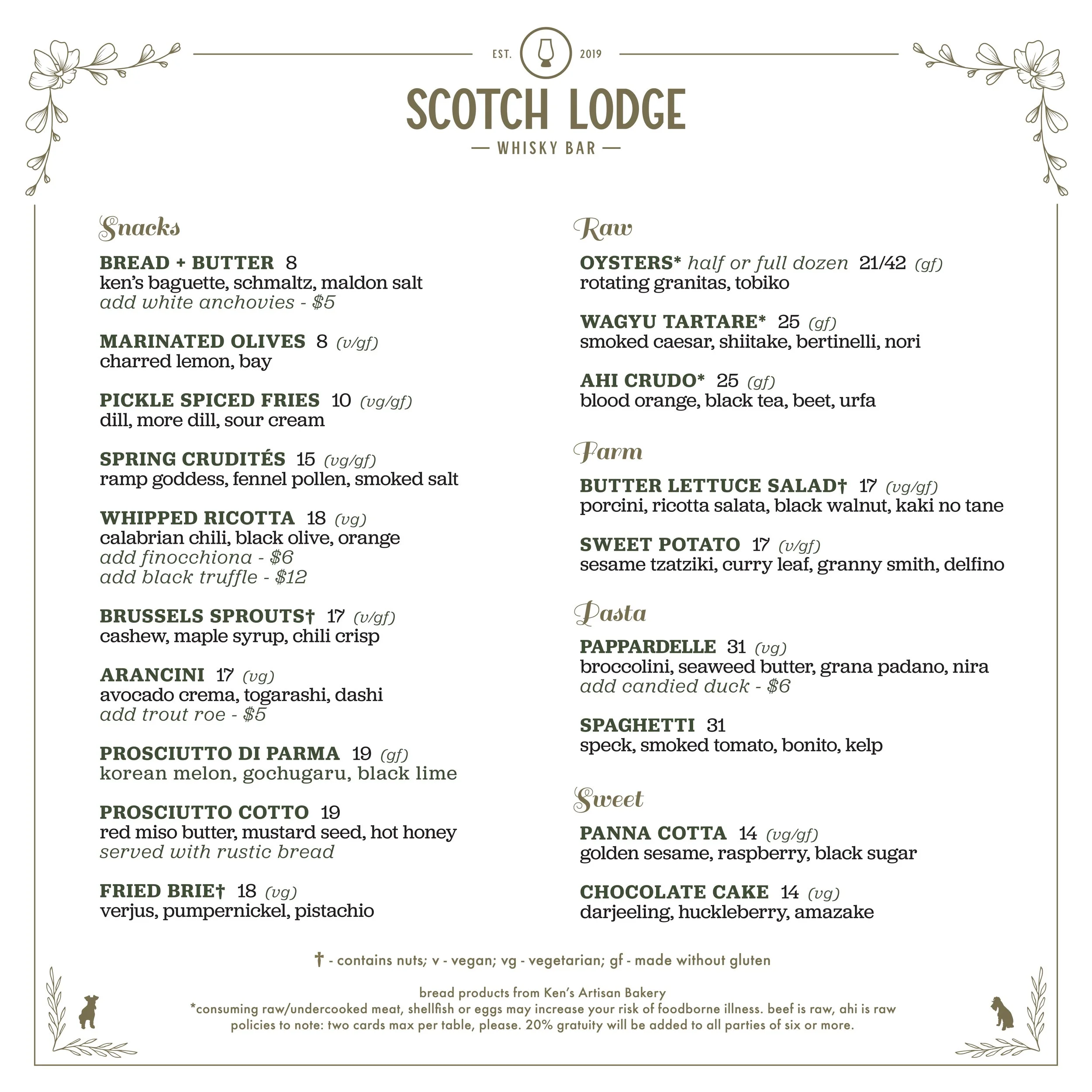 Menus — Scotch Lodge - Whisky Bar Portland