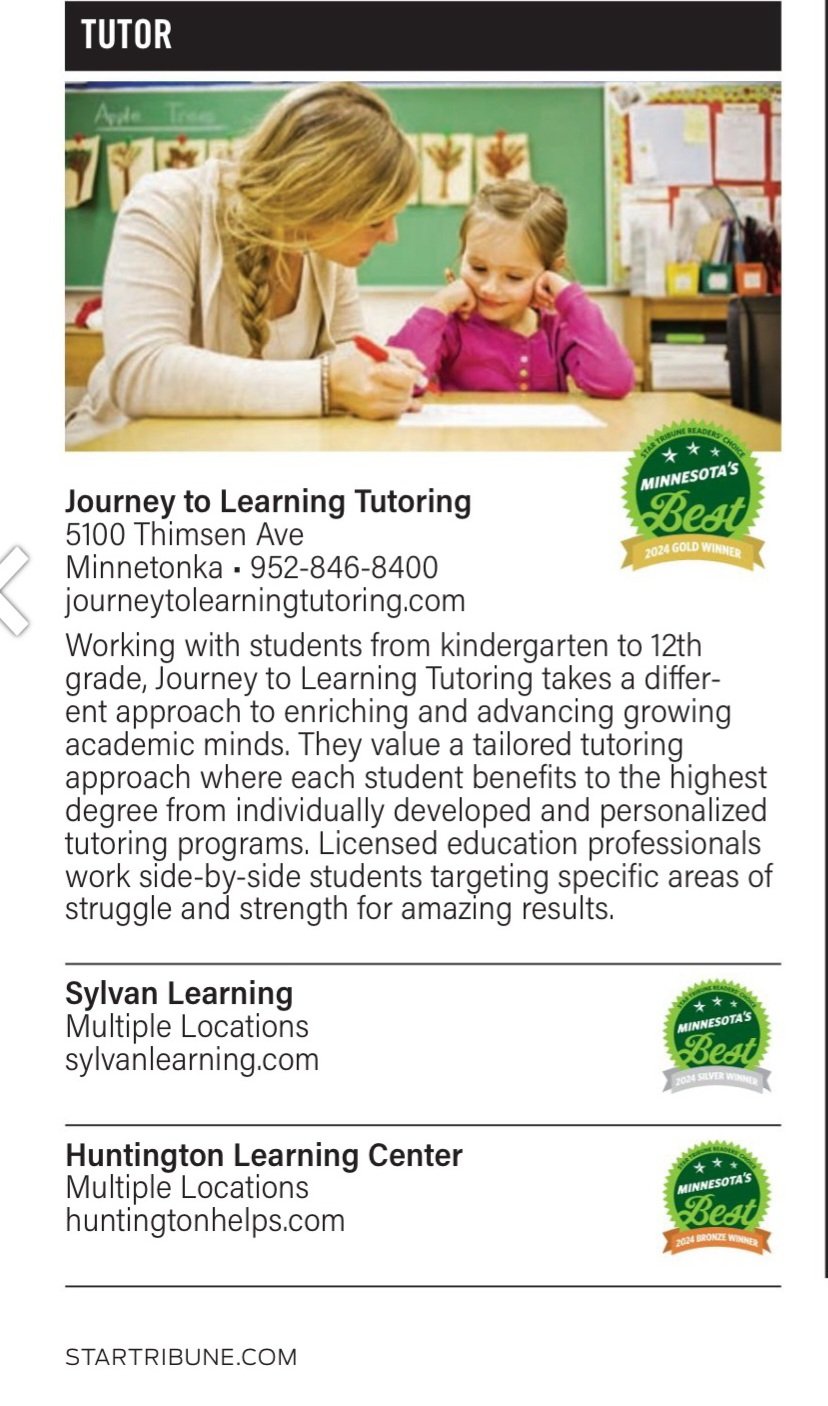 Academic Program Offerings — Journey to Learning Tutoring