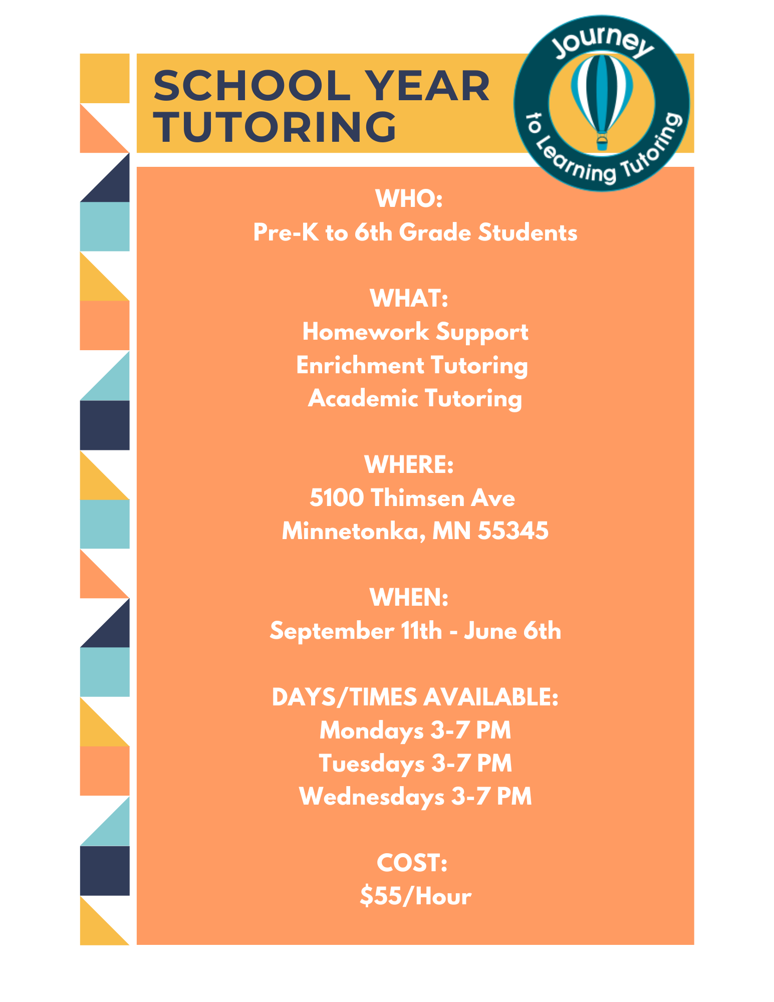 School Year Tutoring/Homework Support — Journey to Learning Tutoring
