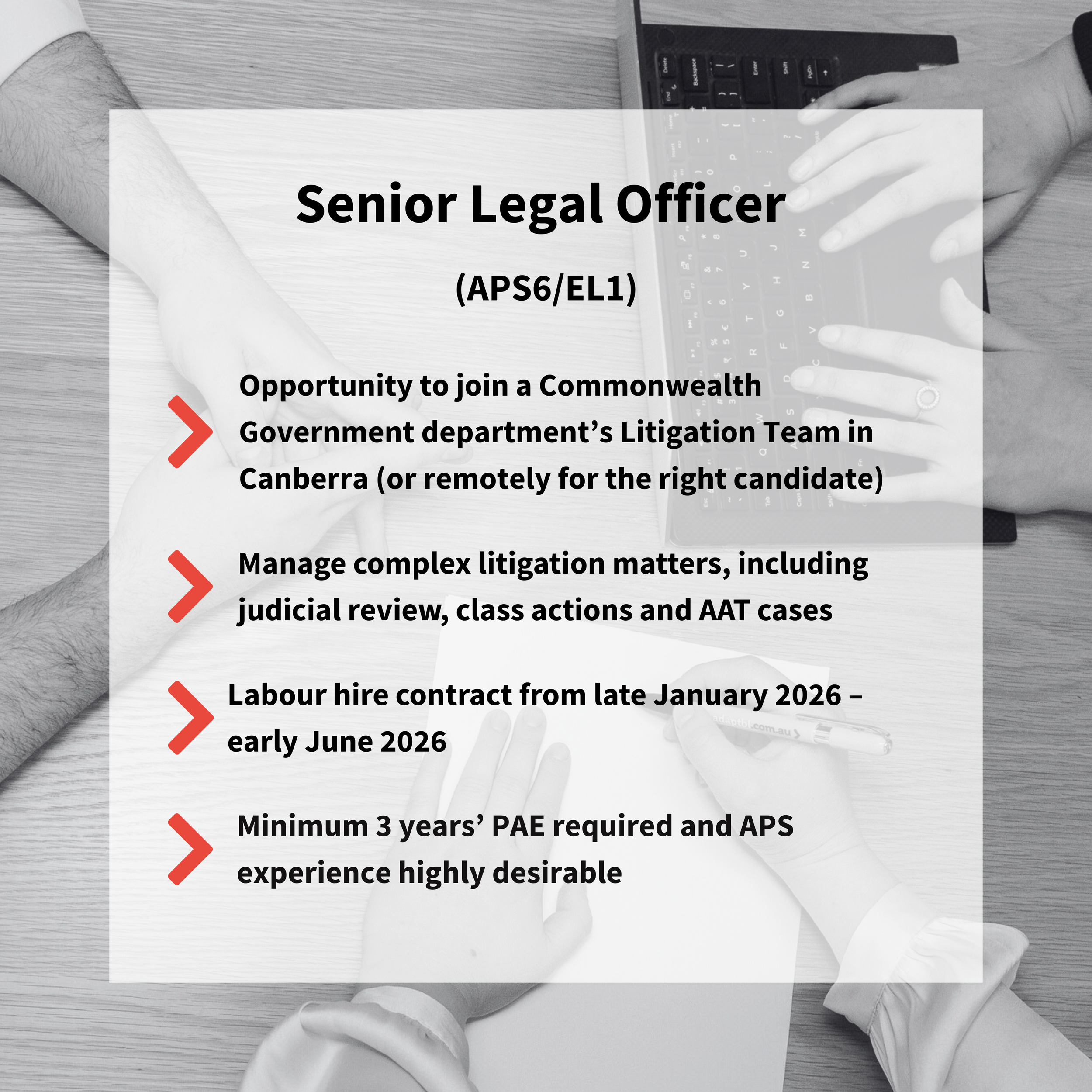 Secondment opportunity - Litigator - Senior Legal Officer (APS6 - EL1 ...