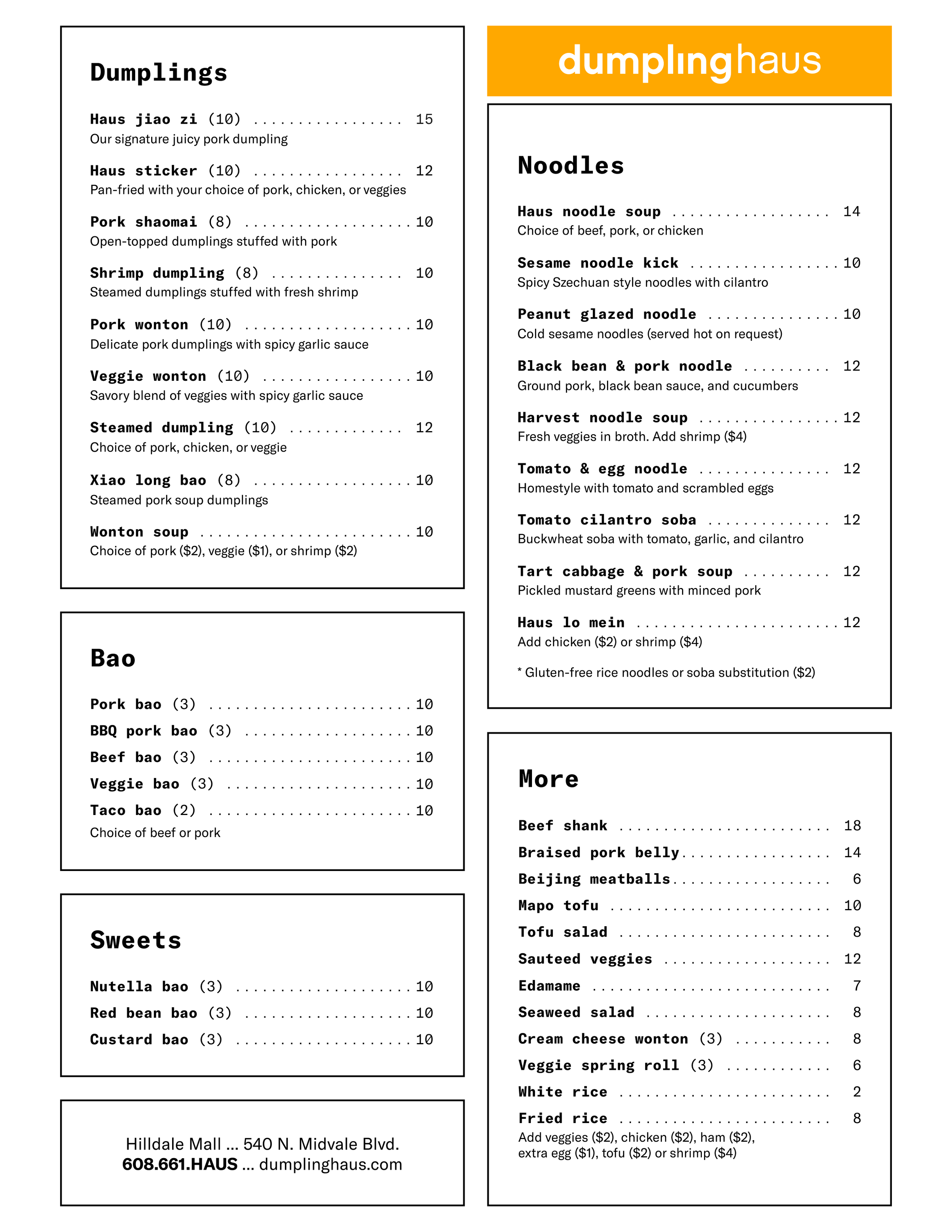 Menu — DUMPLING HAUS