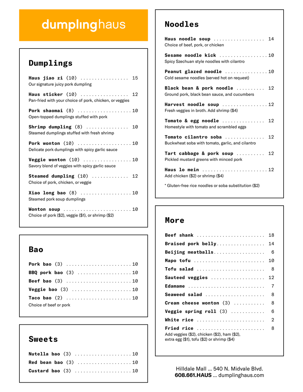 Menu — DUMPLING HAUS