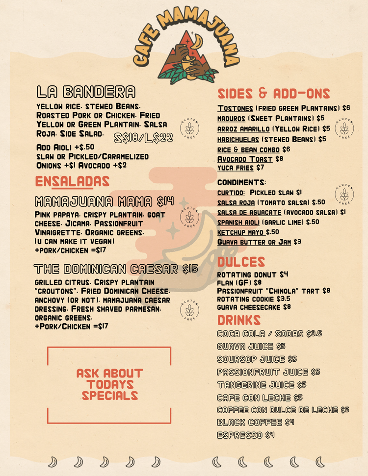 Menu — Cafe Mamajuana