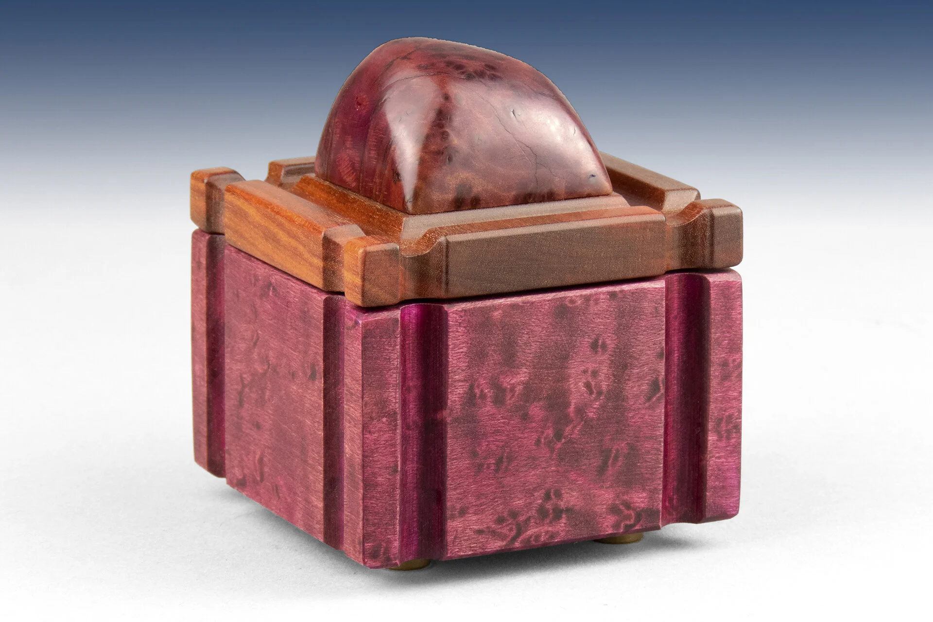 Tiny Purple Handmade Wooden Box with Elm Burl — Dead Horse Bay Arts Company