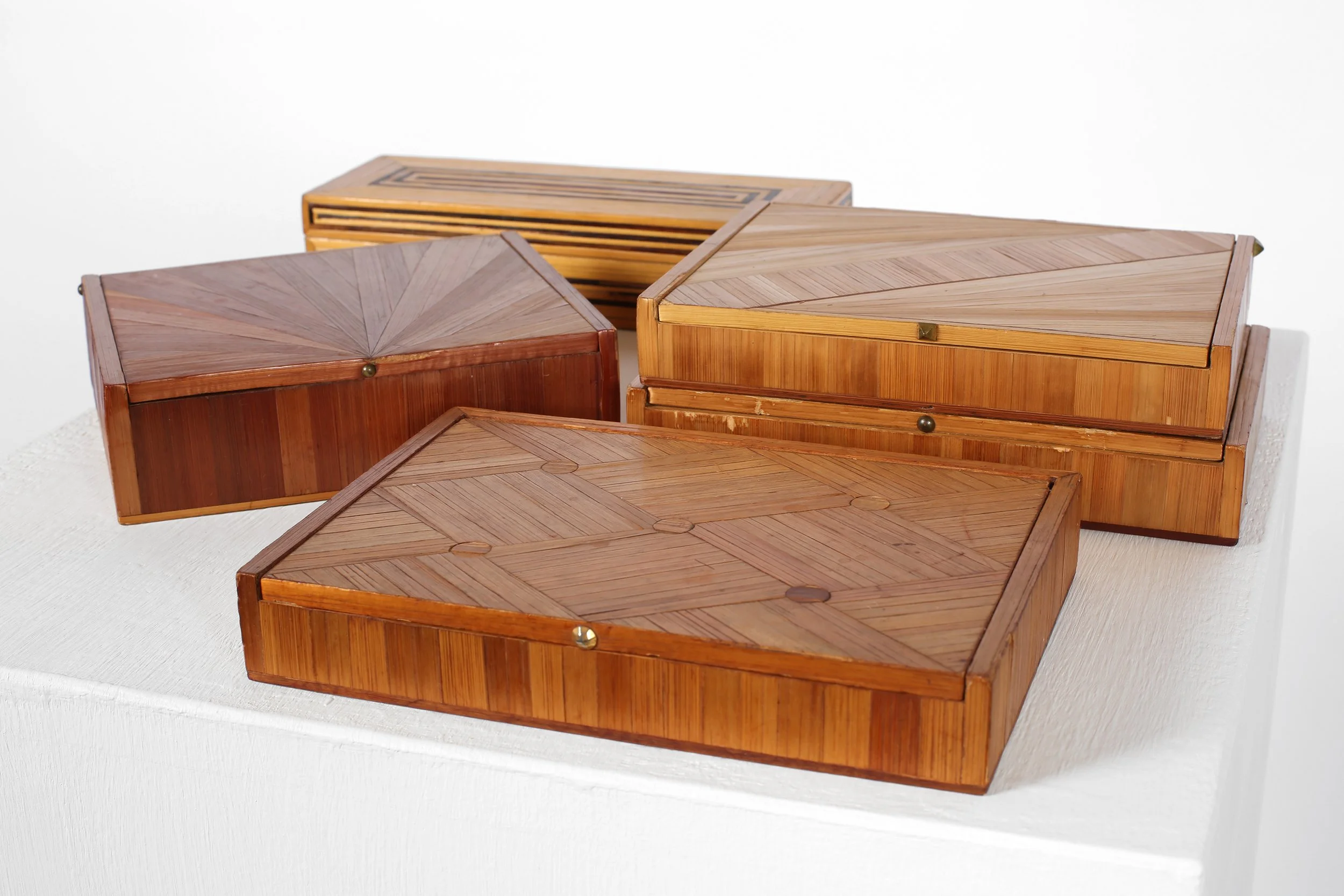 Art Deco Straw Marquetry Boxes — Sauce