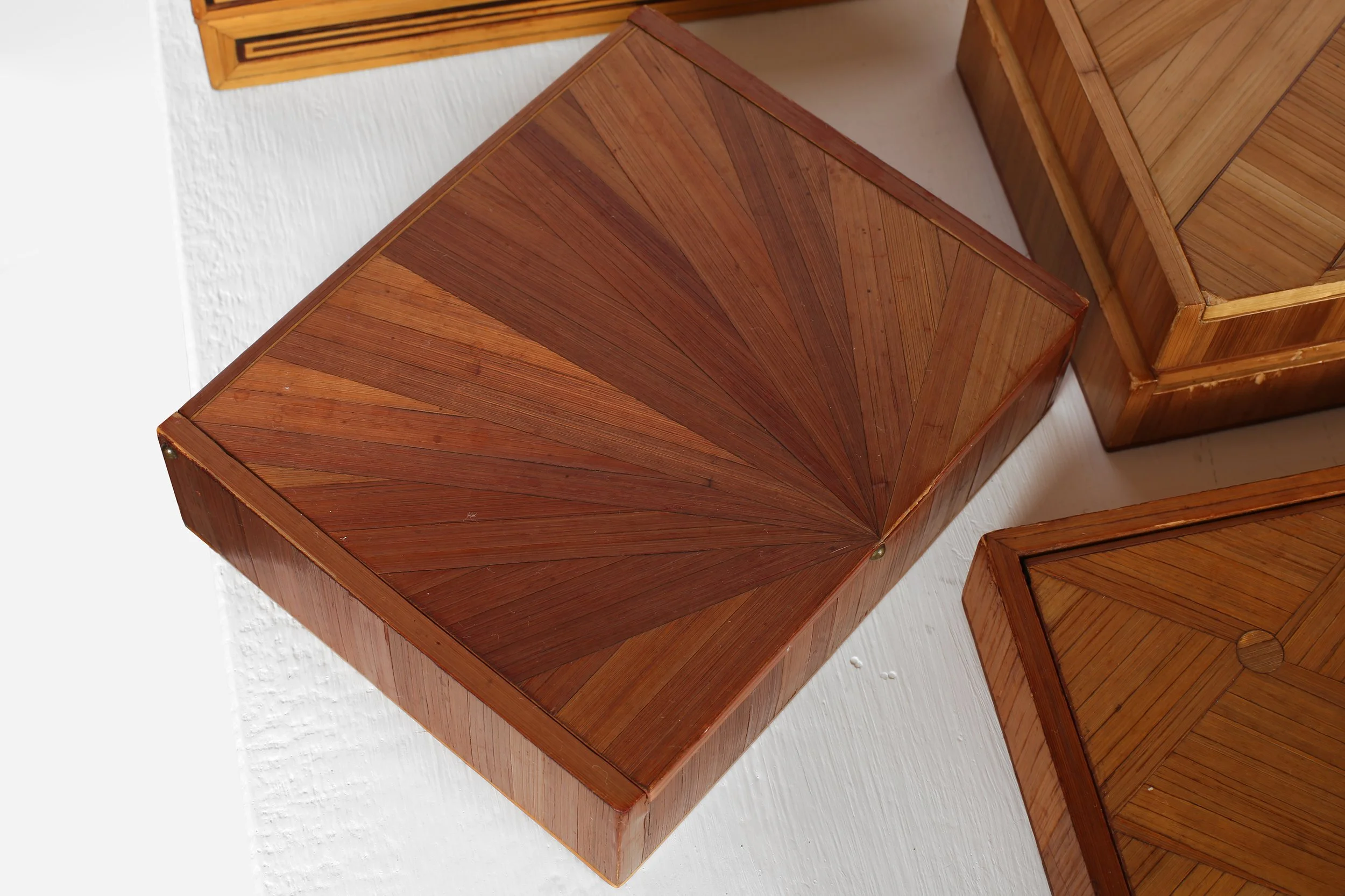 Art Deco Straw Marquetry Boxes — Sauce
