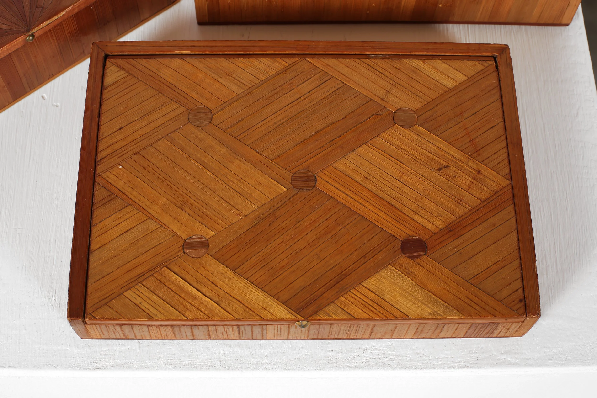 Art Deco Straw Marquetry Boxes — Sauce
