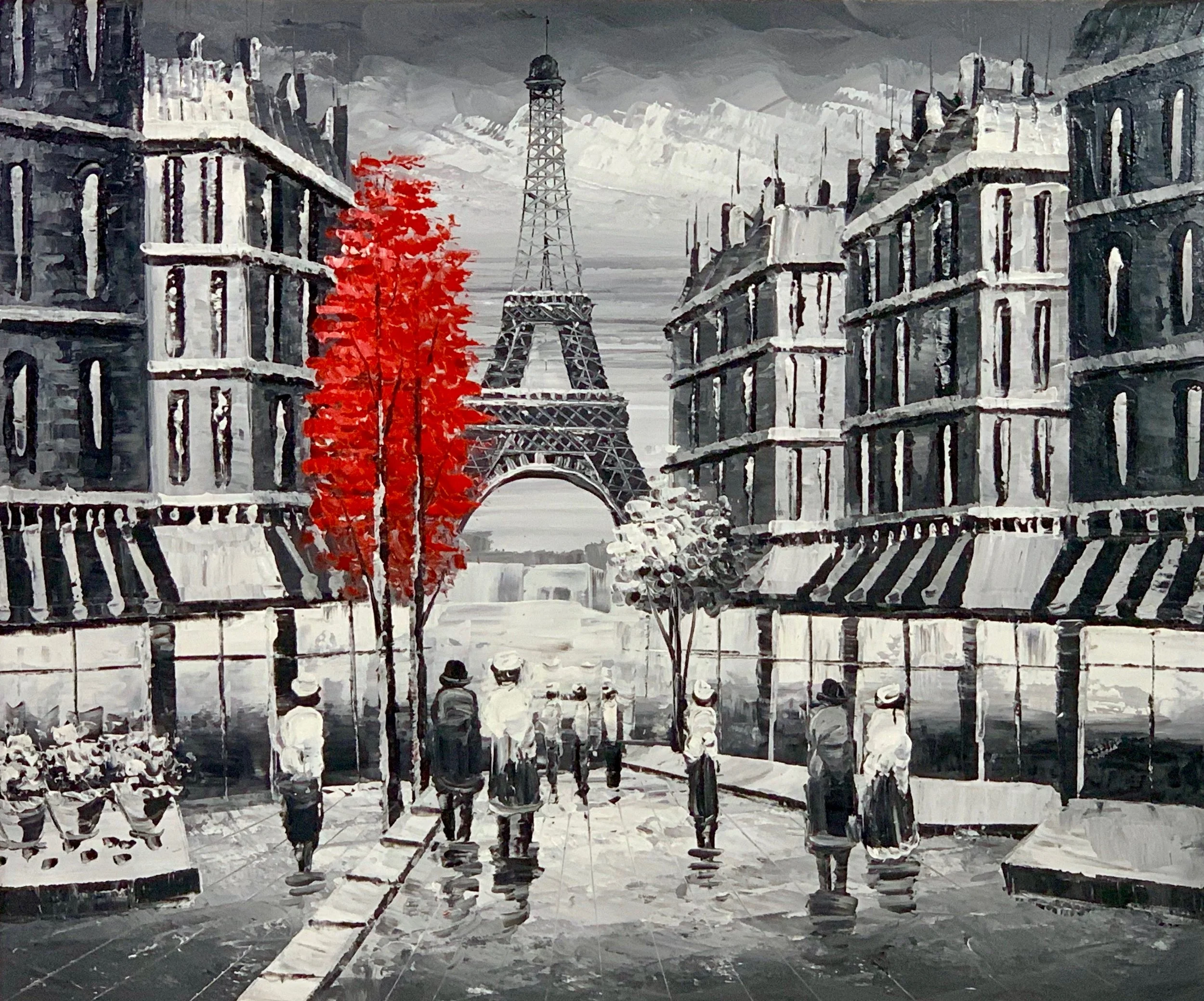 Eiffel Tower Black And White Red