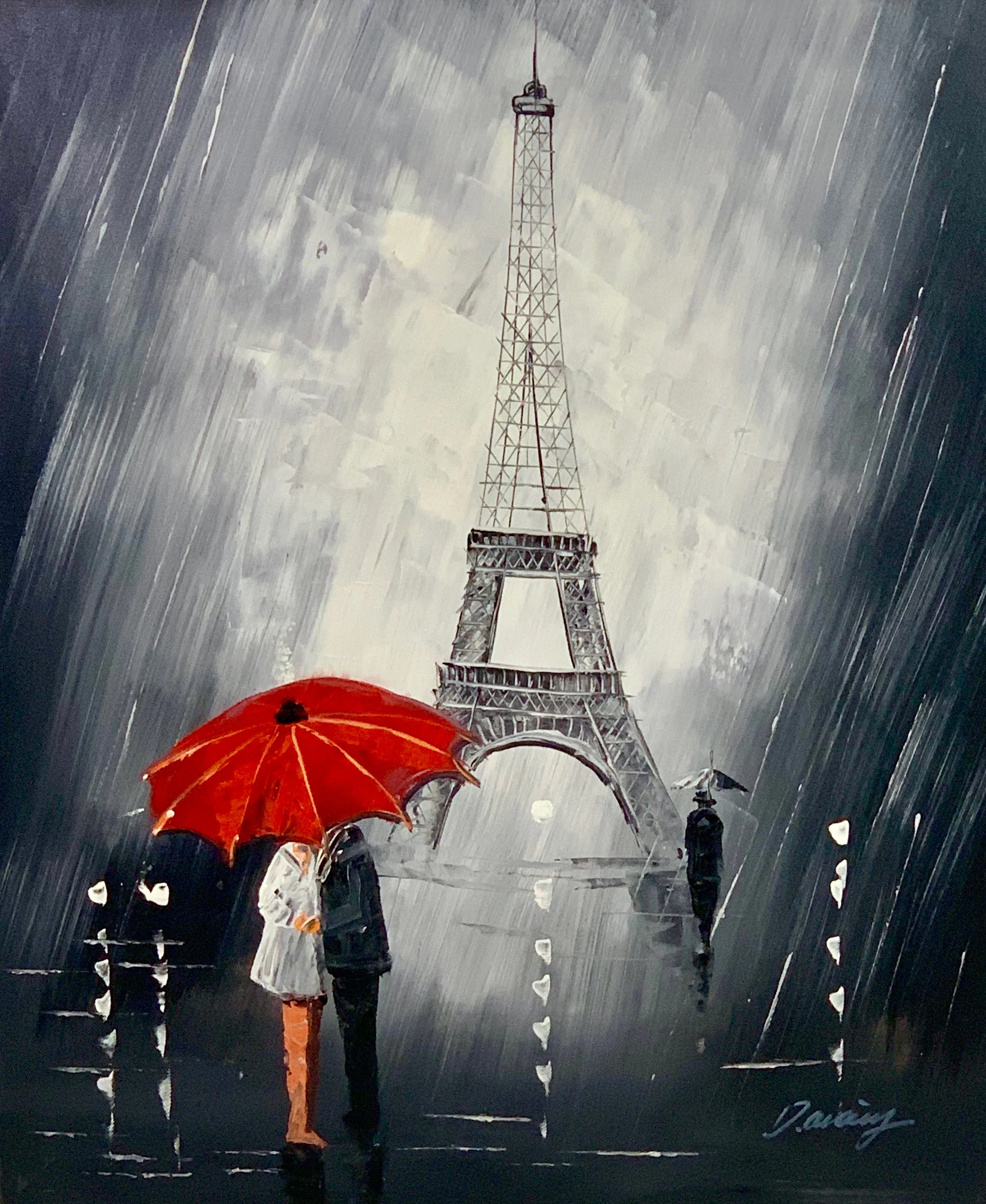 Eiffel Tower Black And White Red
