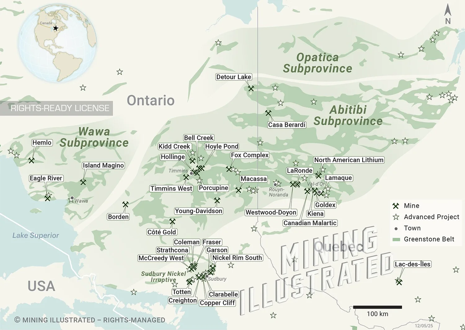 Map of Abitibi & Wawa Subprovinces – Royalty-Free License — Mining ...