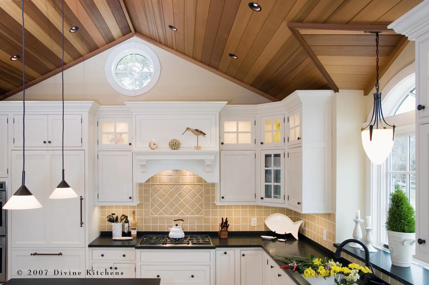 Cape Cod Transitional Kitchen Beadboard Ceiling — Divine Design Center
