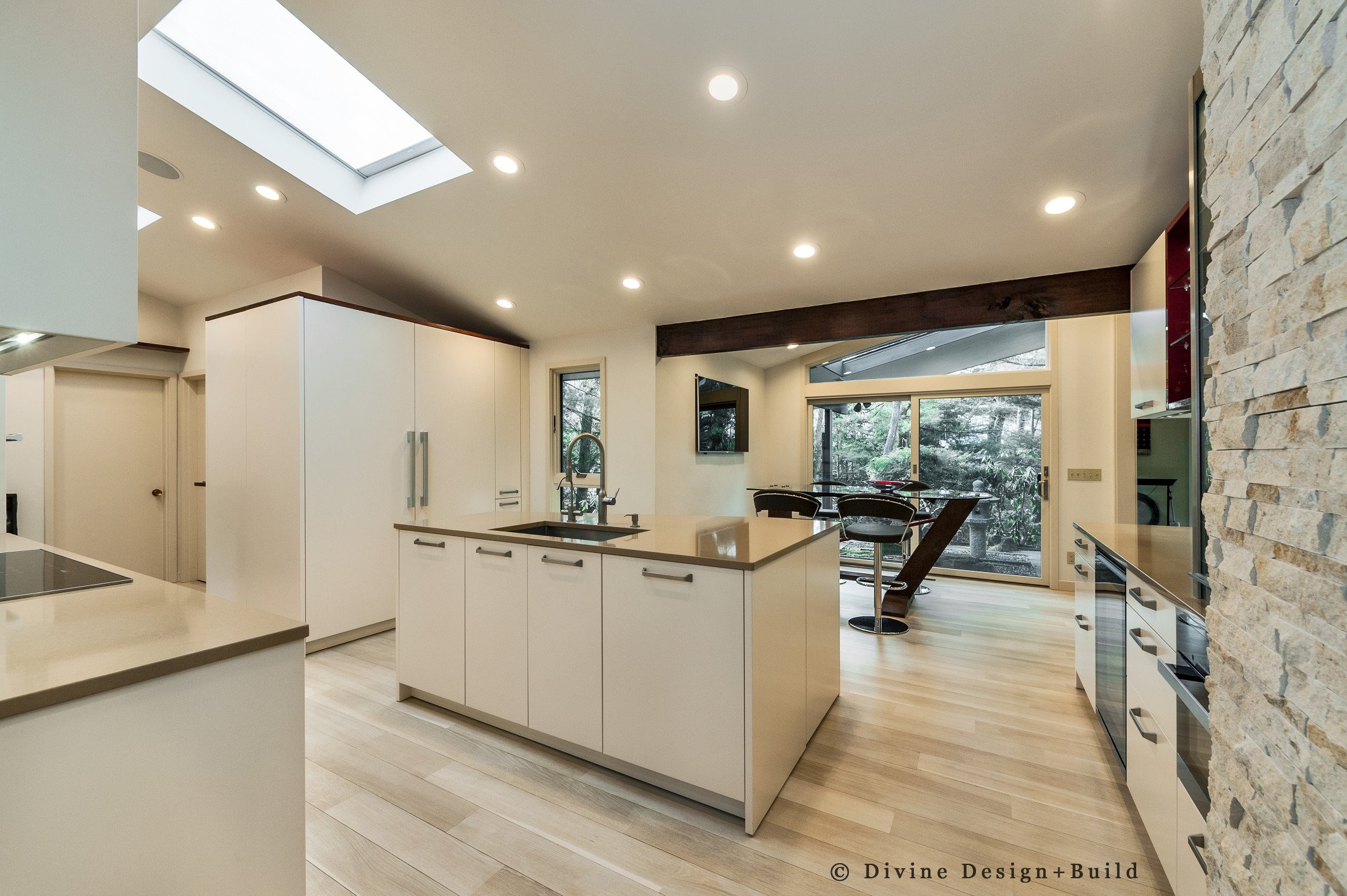 BOSTON TRANSITIONAL KITCHEN GREY PENINSULA — Divine Design Center