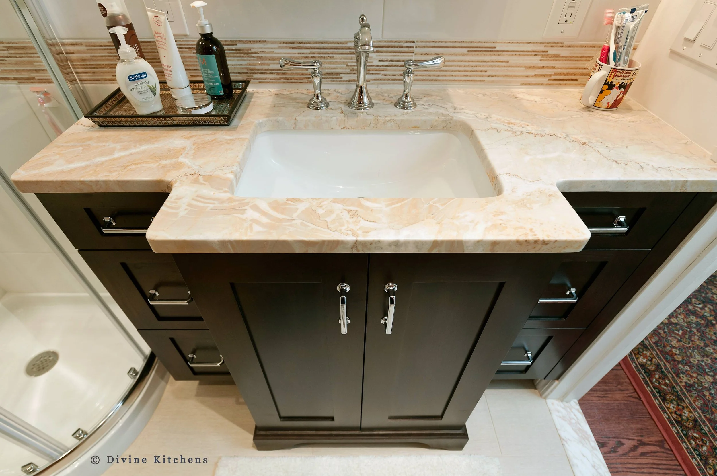 Boston Brick Traditional Bathroom — Divine Design Center