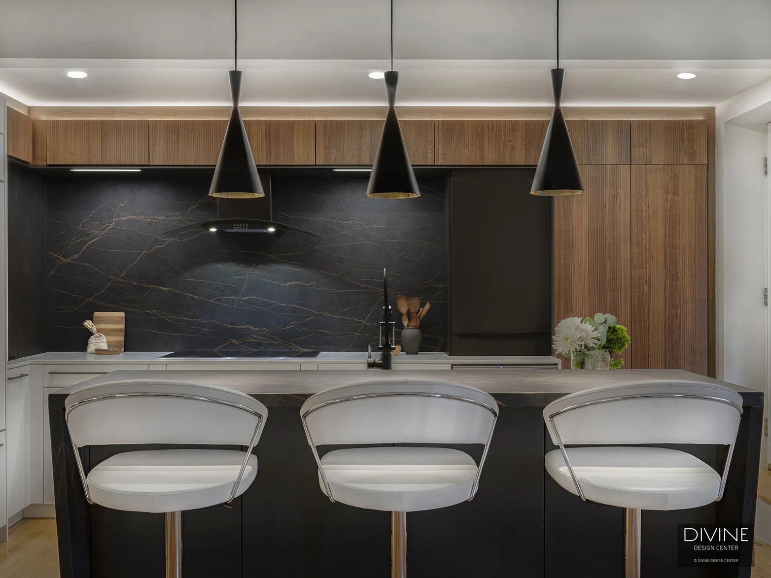 Boston South End Modern Kitchen with Angled Countertop — Divine Design ...