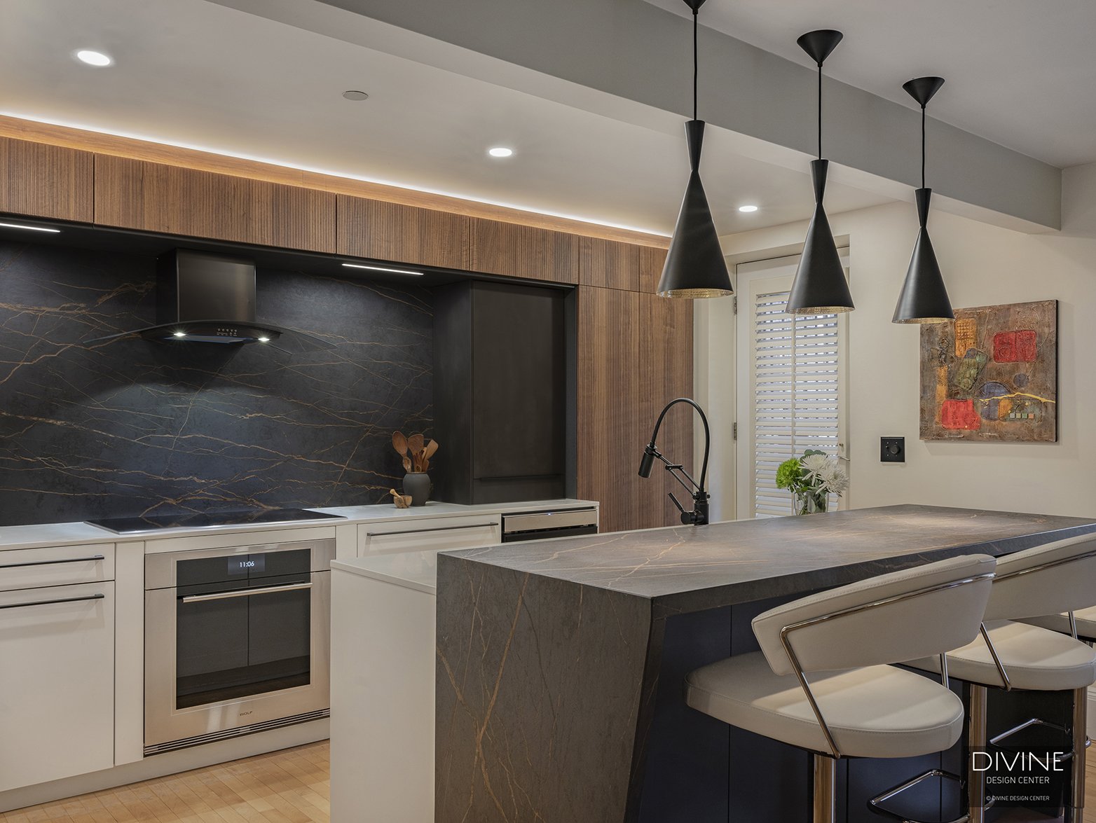 Boston South End Modern Kitchen with Angled Countertop — Divine Design ...