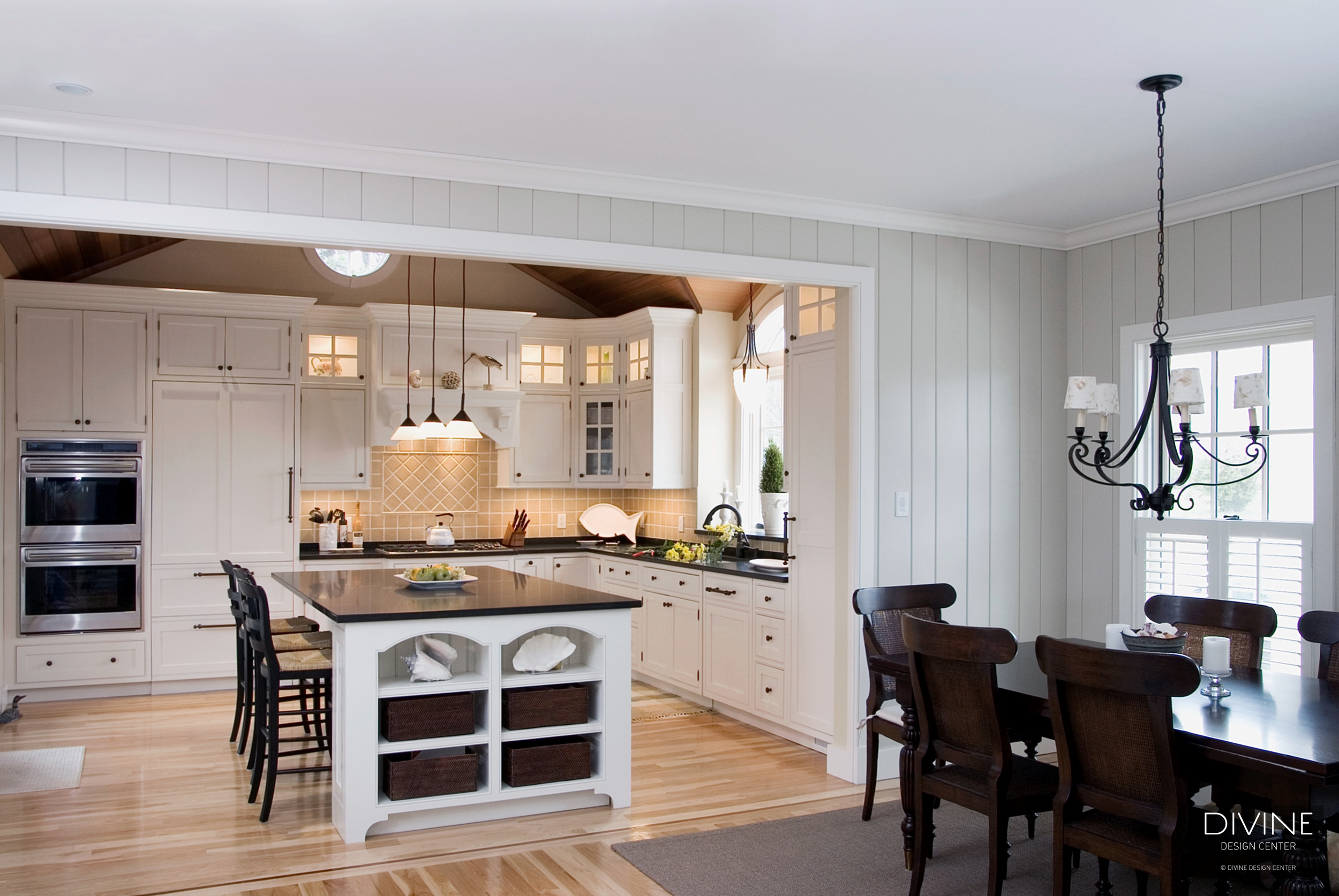 Cape Cod Transitional Kitchen Beadboard Ceiling — Divine Design Center