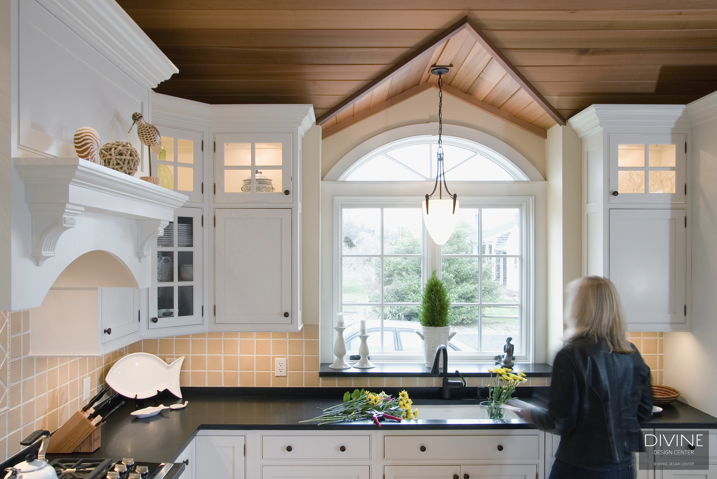 Cape Cod Transitional Kitchen Beadboard Ceiling — Divine Design Center