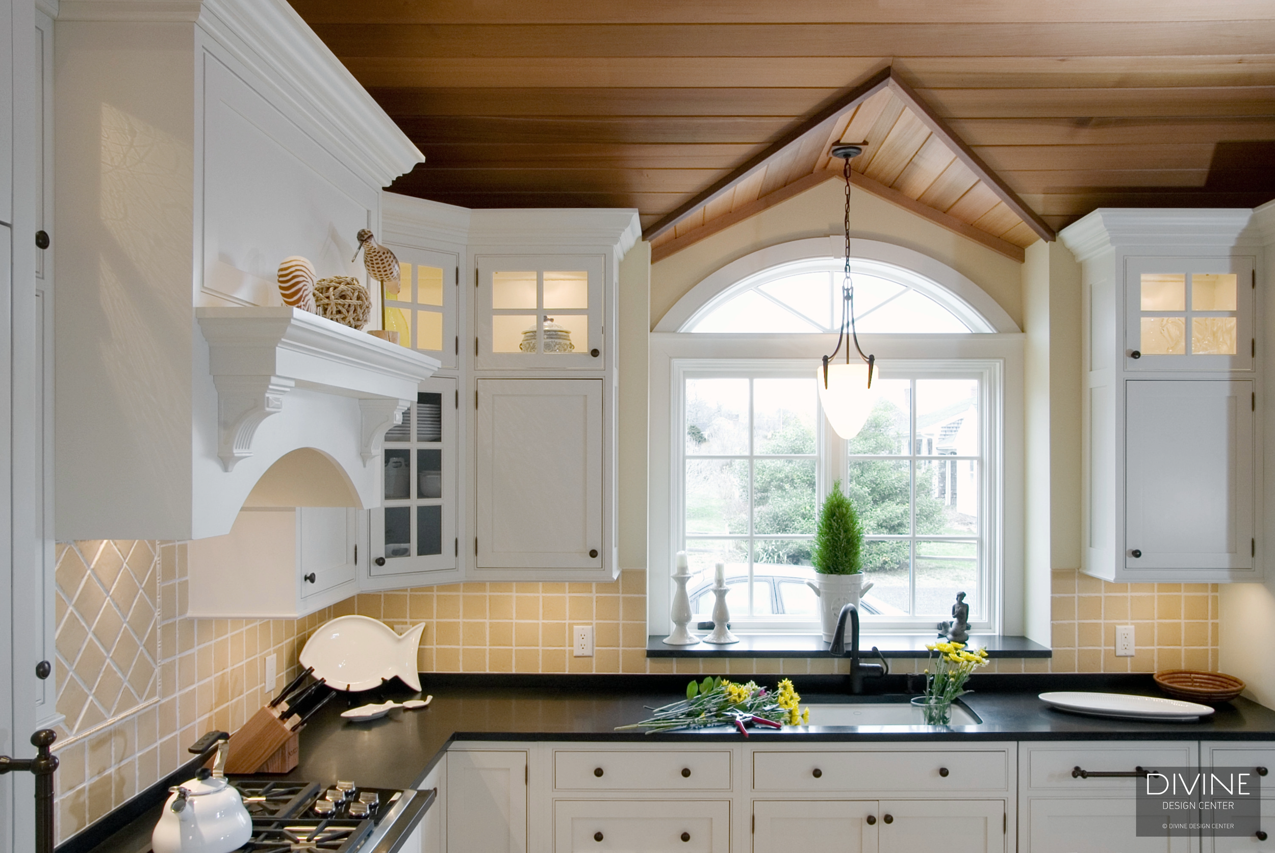 Cape Cod Transitional Kitchen Beadboard Ceiling — Divine Design Center