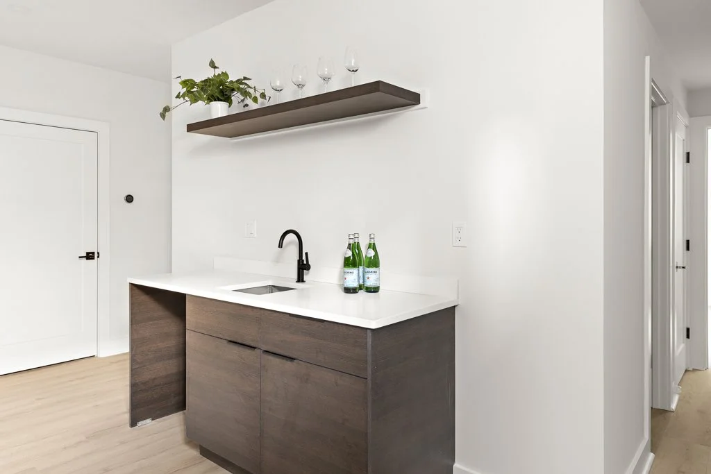 Gorgeous Wood Kitchen with Angled Waterfall Island in Newton, MA ...