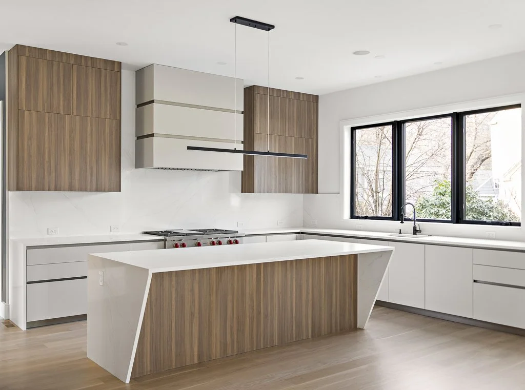 Modern Wood Paneled Kitchen & Bar in Newton, MA — Divine Design Center