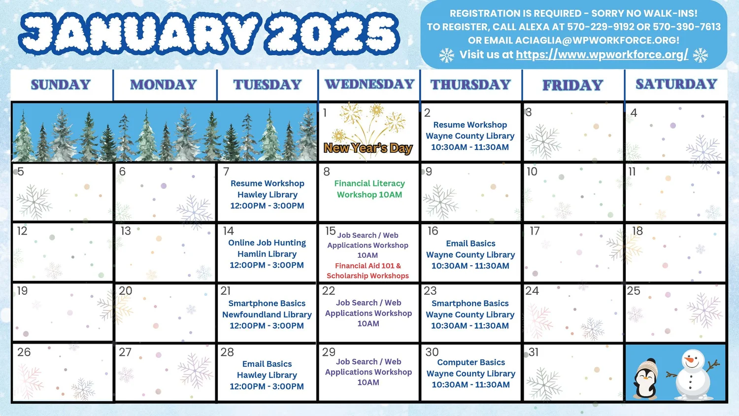 January Calendar of Events — Workforce Alliance