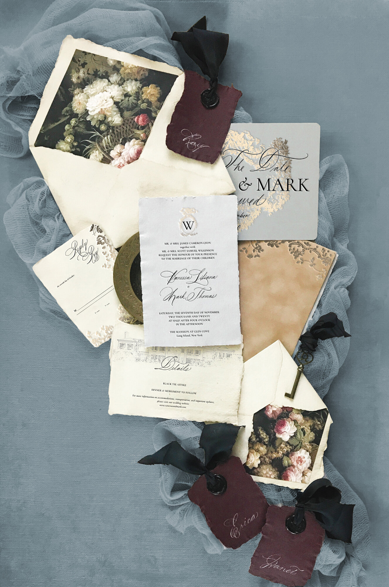 ROMANTIC CUSTOM EUROPEAN-INSPIRED OLD-WORLD WEDDING INVITATIONS ...
