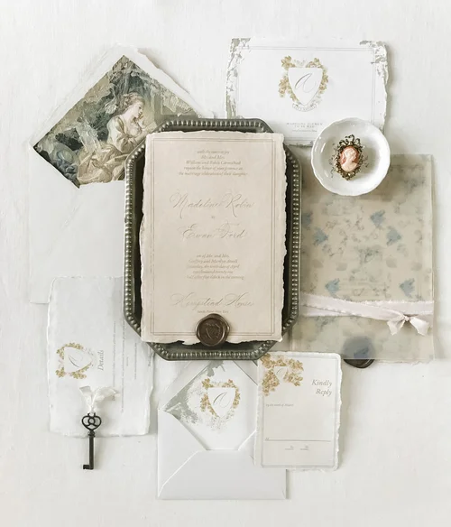 Romantic European-inspired Old-world Custom Wedding Invitations ...