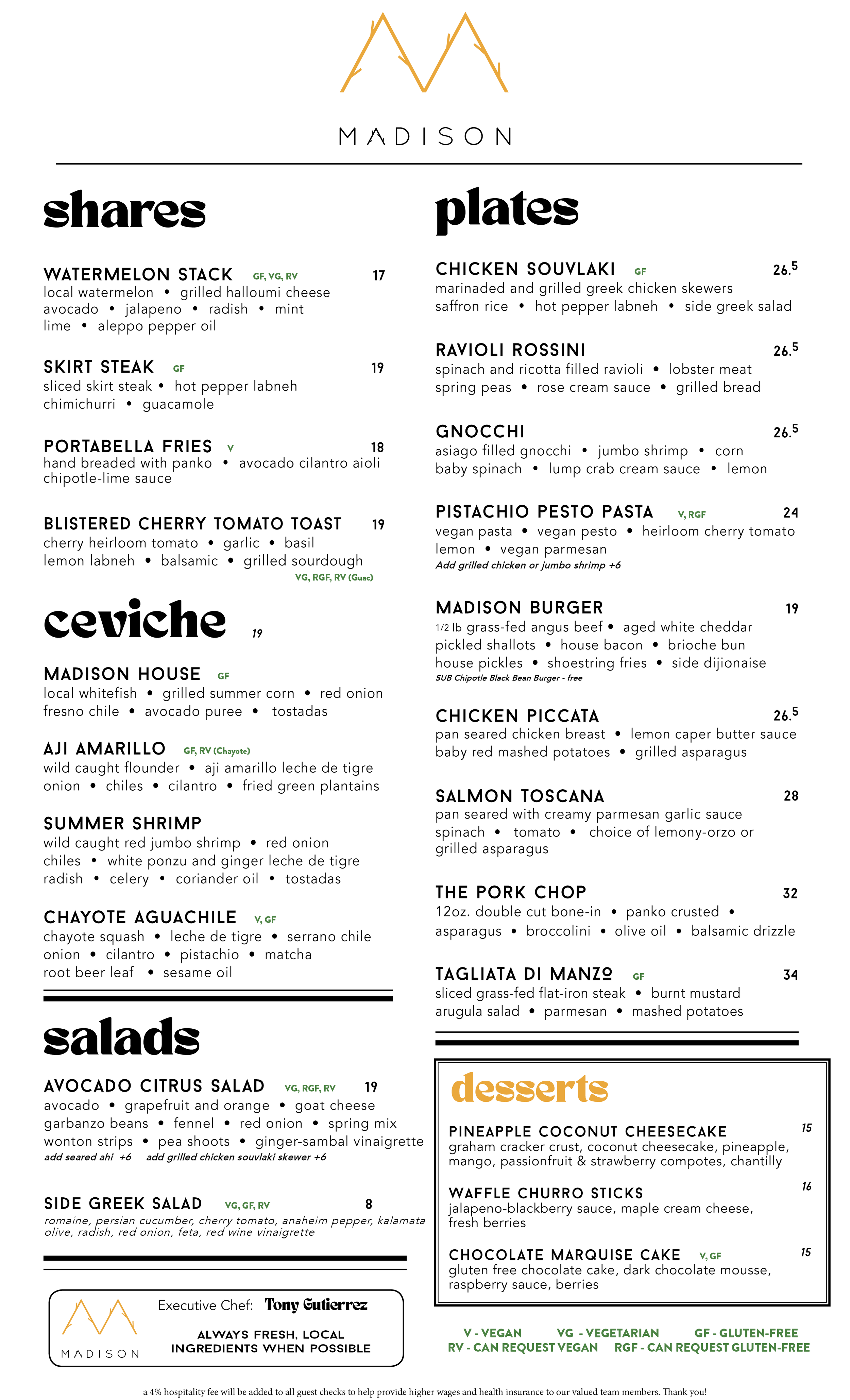 Menu | Madison | San Diego — Madison