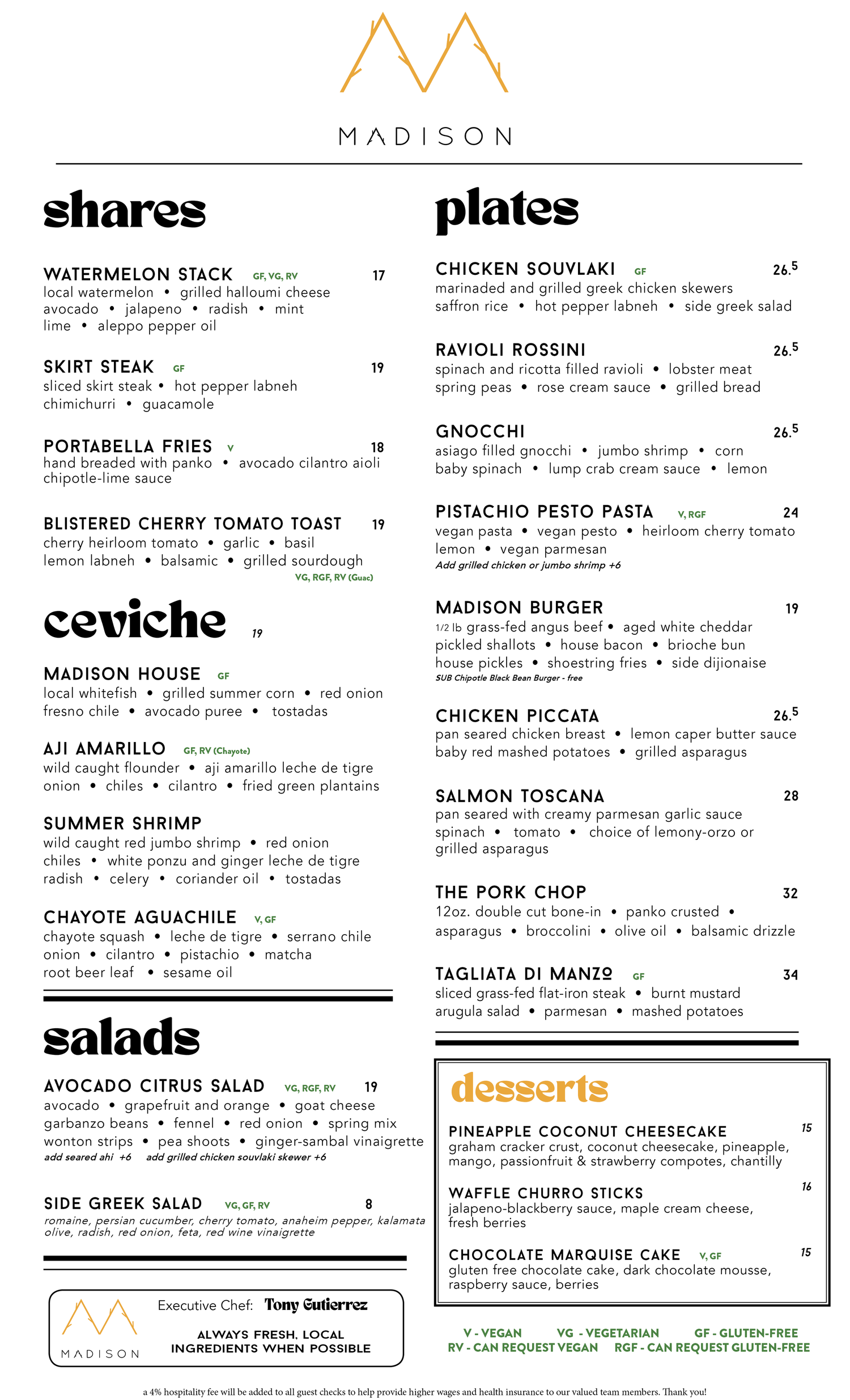 Menu | Madison | San Diego — Madison